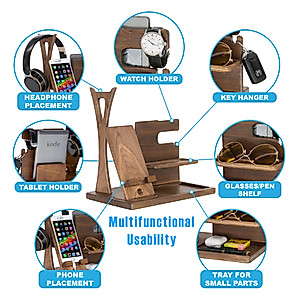 Gladsico Handmade Desk Organizer with Headphone Stand, Rotating Phone Stand, Accessories Organizer - Gift Ideas for Men, Women on Birthday, Anniversary, Fathers Day, Mother Day, Christmas