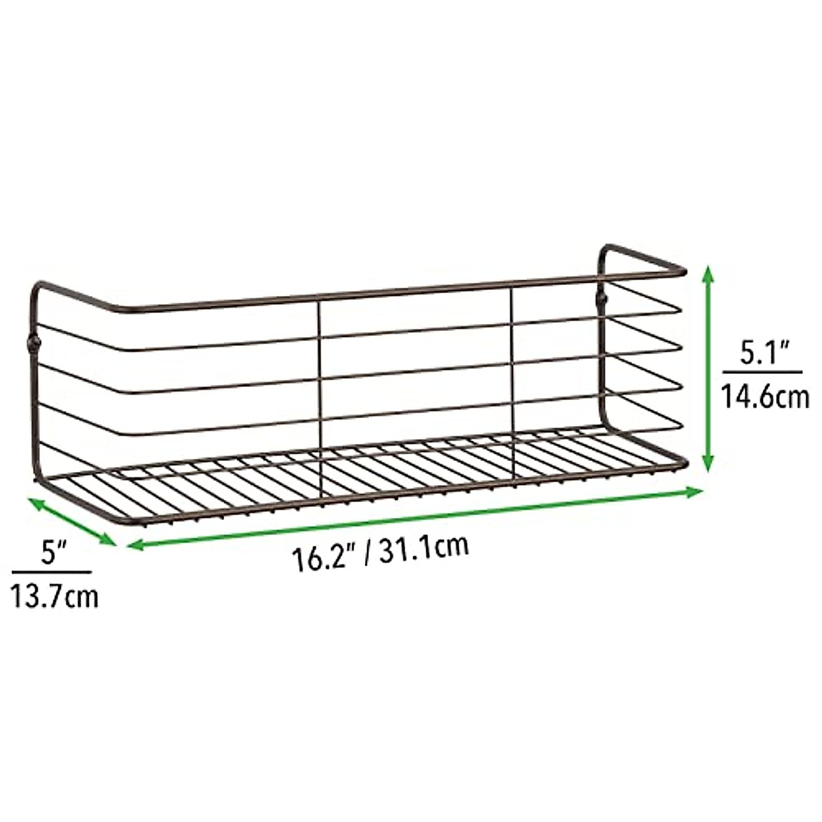 mDesign Wide Metal Wall Mount Decor Storage Organizer Display Shelf - Hang in Bathroom, Kitchen, Entryway, Hallway, Mudroom, Bedroom, Laundry Room - Concerto Collection, Bronze