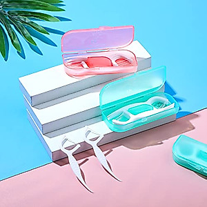 Newtay Dental Floss Picks with Travel Case Portable Dental Floss Travel Flosser for Women Men Teeth Cleaning, Peach Powder and Fresh Green (20 Box)