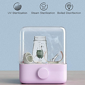 Bebamour Click Lock Weighted Baby Sippy Cups with Removable Handles No Spill Toddler Sippy Cups Transition Cups with Bottle Brush,Straw Cleaner Set(210 ML, PPSU,Purple)