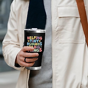 Helping Tiny Humanss Do Big Thingss Groovys Speds Teacher Tumbler With Lids For Fathers