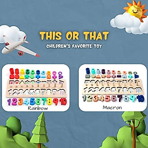 BEKILOLE Wooden Montessori Toys for Kids Toddler Number Puzzles Sorter Counting Shape Stacker Stacking Game Preschool Toys for Boy Girl Learning Education Math Blocks 3+ Year Old Girl Gifts