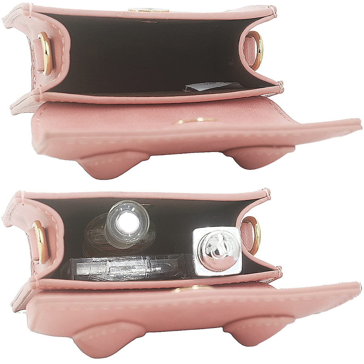 Nodeber Mini Crossbody Bag for Women Girls Synthetic Leather Flap Purse Styling Top-Handle Clutch Handbag Pink