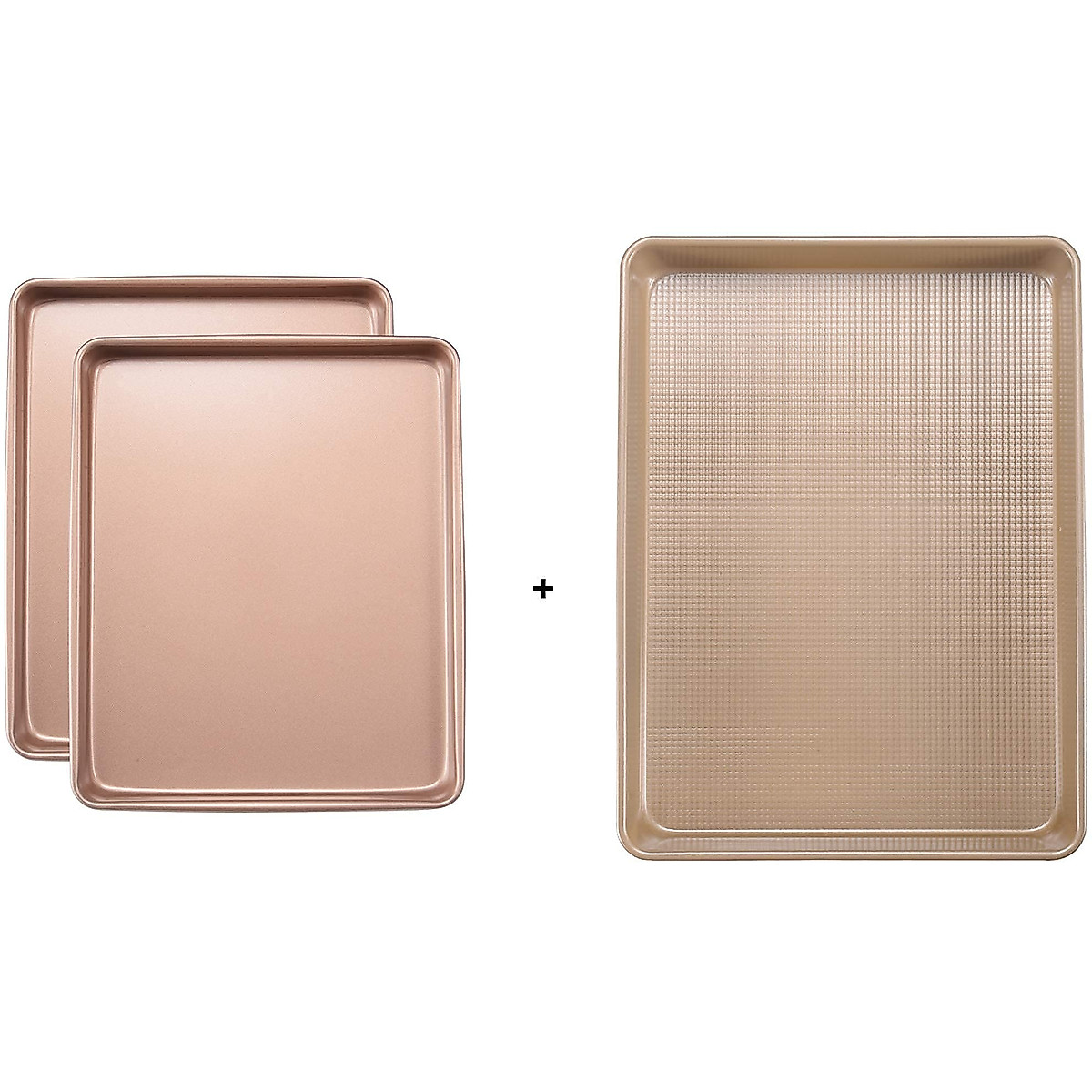 Joho Baking Sheet Pans Cookie Sheet,Nonstick Bakeware Cookie Pan Set,Large Baking Sheet for oven,13inch,18inch, Gold