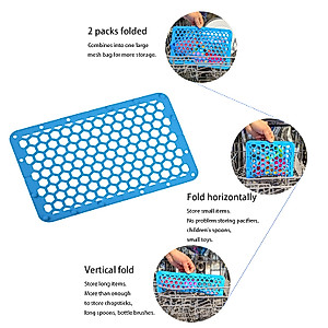 REVEX Silicone Dishwasher Bag,11.8" x 7.9" Dishwasher Basket for Baby Items,Baby Bottle Dishwasher Baskets with Adjustable Sizing for Small Parts,Nipples,Pacifiers and Toy Accessories. (Blue)