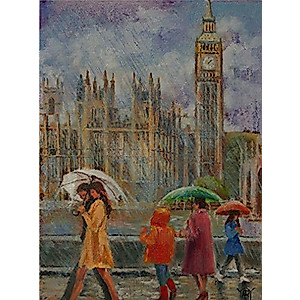SOLD Thames Promenade, London Rain By Internationally Renown Artist Yary Dluhos