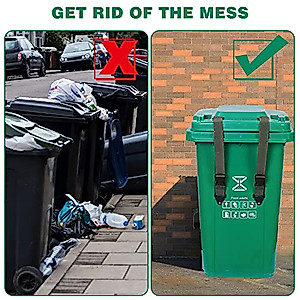 Bylion 2 Pack Trash Can Lid Lock, Outdoor Garbage Can Locks for Animals Proof Universal Lid Lock Stretchable Elastic Strap to Prevent Rust Trash Can Locks for Animals, Squirrels, Dogs, Raccoons