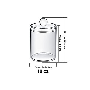 DS. DISTINCTIVE STYLE Bathroom Organizer Cotton Ball Holder Clear Canisters Acrylic Apothecary Jars with Lids (10oz&10oz)