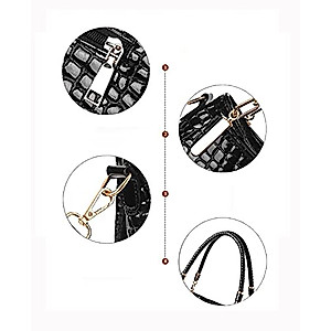 SMALL BLUE Women Synthetic PU Leather Tote Hobo Shoulder Hit the color Crossbody Bag Large capacity Clutches Satchels-Black