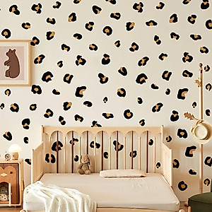 DTLIFEK 10 Sheets Leopard Print Wall Decal Black Leopard Spot Wall Stickers Vinyl Animal Print Pattern DIY Removable Peel and Stick Wallpaper for Kids Boys Nursery Car Door Home Decoration (Leopard)