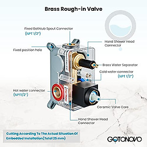 gotonovo Matte Black Wall Mount Bathtub Faucet with Hand Held Sprayer and Swivel Tub Filler Single Handle Bathroom Shower System Mixer For Tub Rough-In Valve Included Dual Functions