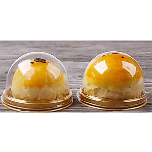 Single Clear Plastic Mooncake Box with Transparent Lids and Sealing Lables, 50 Sets (Round Gold)