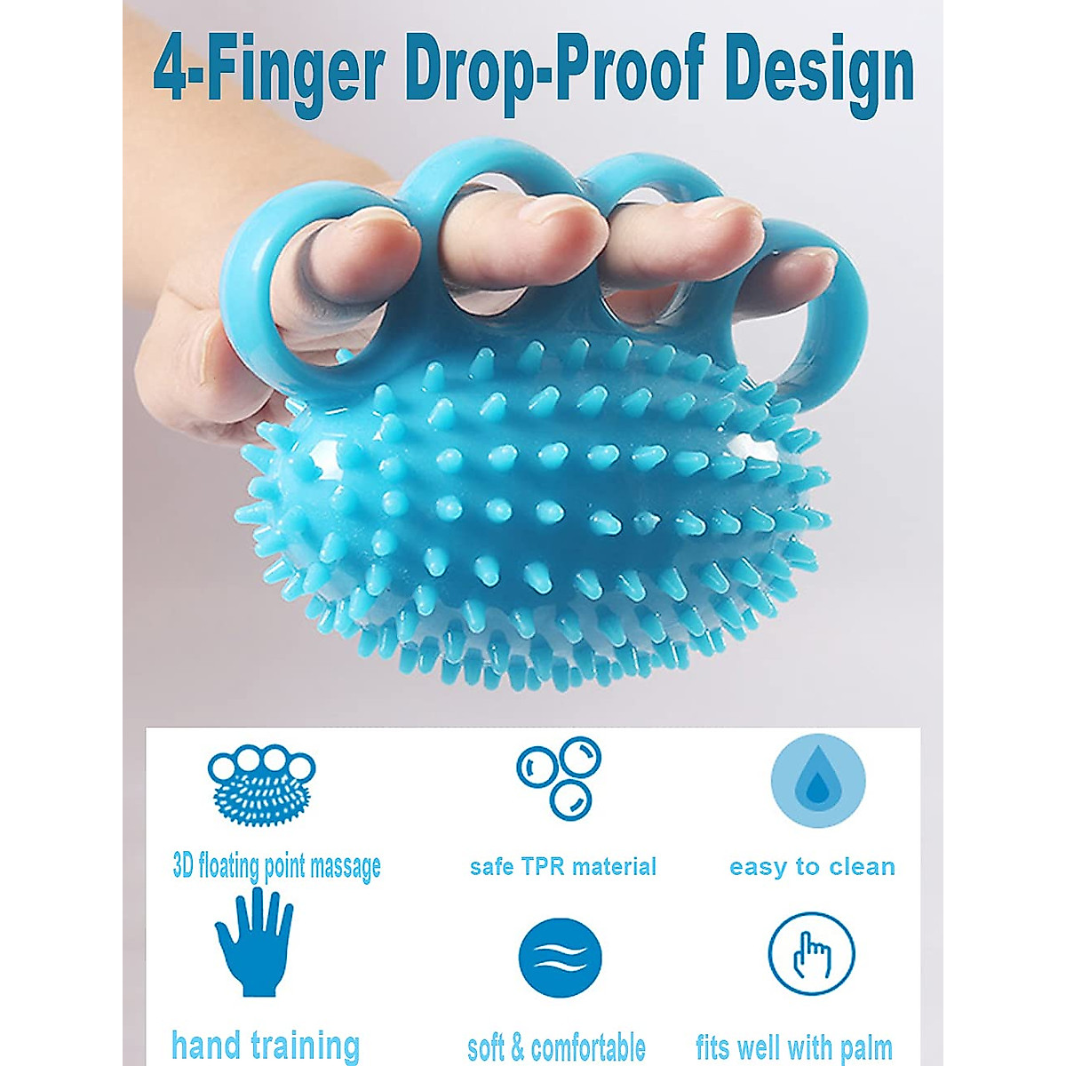 Hand Grip Strengthener Finger Exerciser Training Ball for Patient Recovery Elderly Stroke Arthritis Physical Therapy Anxiety Stress Relief Pressure Squeeze for Yoga Athletes Musicians Muscles Massage