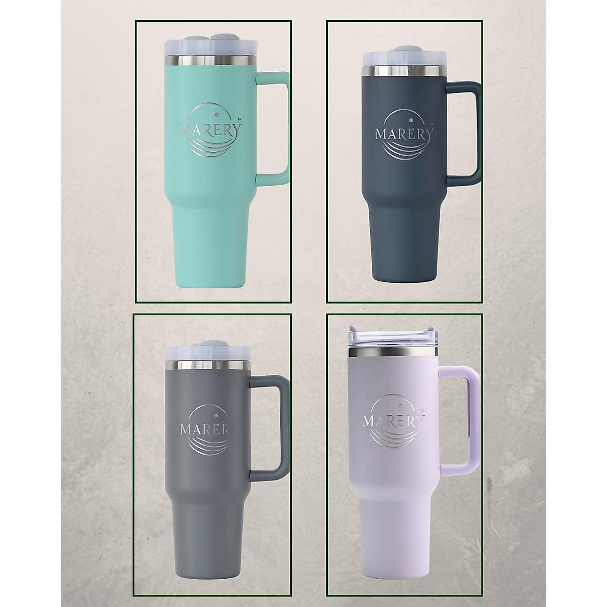 40 oz Tumbler with Handle and Straw, Vacuum Insulated Stainless Steel Travel Mug, Leak-Proof Iced Coffee Cup, Keeps Drinks Cold or Hot, Cupholder Friendly, Suitable for Gift (Charcoal)