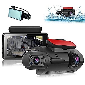 Dash Cam Front and Inside 1080P Dual Dash Camera for Cars 3 Inch Full HD 110° Wide Angle Car Dashboard Camera w/Infrared Night Vision, G-Sensor, Parking Monitor, Loop Recording, Motion Detection
