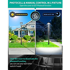 OPENLUX LED Post Top Light ETL DLC Listed 150W 120W 90W Adjustable Outdoor Pole Lights with Photocell IP65 Waterproof Post LED Fixture 5000K for Garden Yard Street Lighting