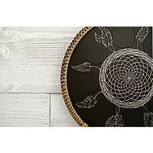 GUDA DRUM Freezbee Dreamcatcher black with Rope Decoration. Best Tongue drum