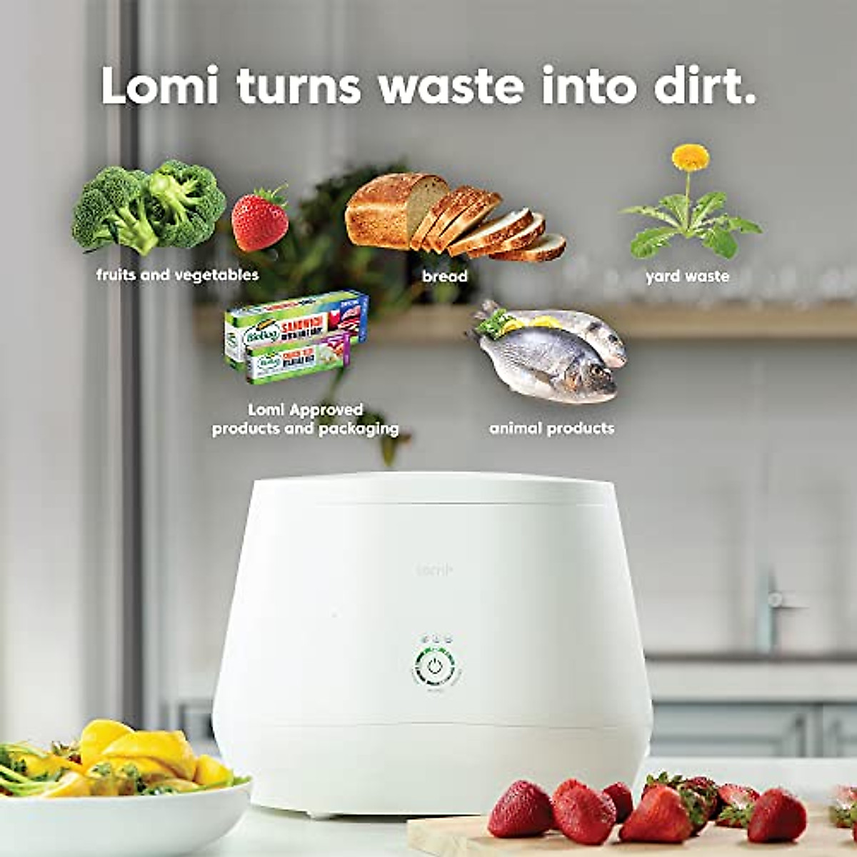 Lomi Bundle | World's First Smart Waste Electric Kitchen Composter + 90 Cycles of Lomipods | Turn Waste into Natural Fertilizer with a Single Button with Lomi, Smart Waste Electric Kitchen Composter