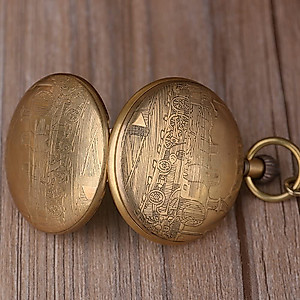 Vintage Copper Train London Design Hand Winding Mechanical Pocket Watch Mens Watches