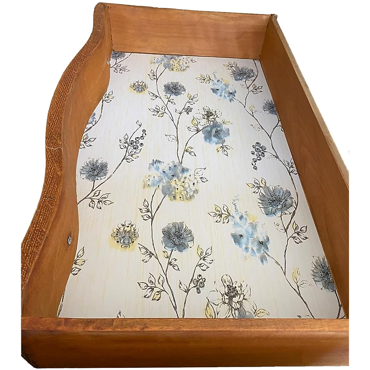 Simplemiuji Ink Blue Flower Self Adhesive Wallpaper Drawer and Shelf Liner for Kitchen Cabinets Cover Furniture Door Decorative Stickers 17.7 Inch by 100 Inch