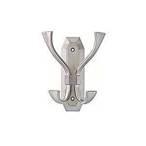 Liberty Hardware B38561-SN-R 3" Projection Oversized Double Coat Hook, Satin Nickel