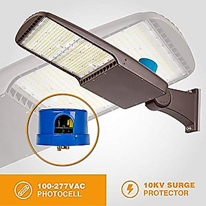 300-Watt LED Parking Lot Lights - 42,000lm - LED Shoe Box Light Replaces 1000W Metal Halide - 5000K Bright White - UL Listed & 140lm/W DLC Premium - Adjustable Direct Mount - 100-277VAC Photocell