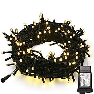 MYGOTO 33FT 100 LEDs String Lights,Green Wire Waterproof Fairy Lights 8 Modes 30V UL Certified Plug in Xmas Lights for Home, Garden, Wedding, Party, Christmas Decoration Indoor Outdoor (Warm White)