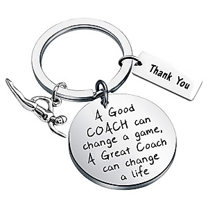 POTIY Coach Appreciation Gift Swimming Coach Keychain A Good Coach Can Change A Game Swimming Jewelry Swimming Gift Thank You Gift for Swimming Coaches (Swimming Coach Keychain)