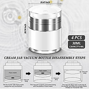 Cream Jar Vacuum Bottle, 4Pcs Refillable Airless Pump Jars with Pump Lid, Portable Travel Airless Cosmetic Container for Cream and Lotion, 1 oz