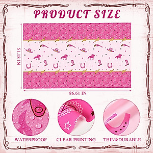 Glimin Western Cowgirl Birthday Party Decorations Retro Horse Rodeo Party Supplies for Girls Include Tablecloth, Banner, Honeycomb Centerpieces, Cupcake Toppers, Balloons, Star Horse Foil Balloons