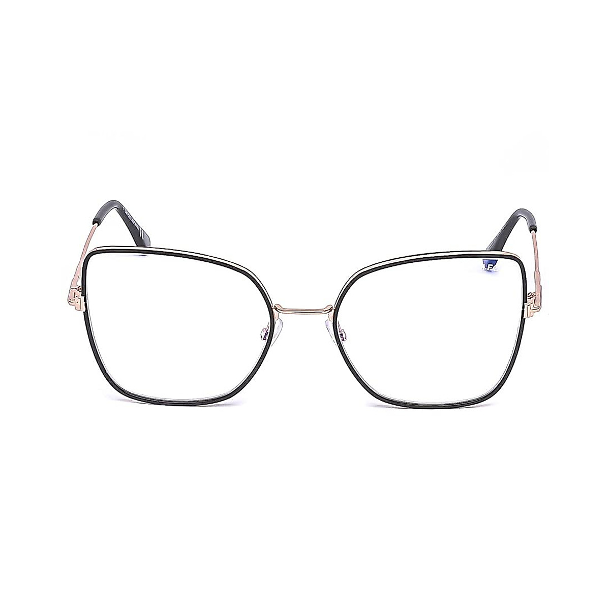 Tom Ford FT5630-B56001 Black/Clear Lens Sunglasses, Shiny Black, Shiny Rose Gold / Blue Block Lenses, 56 mm