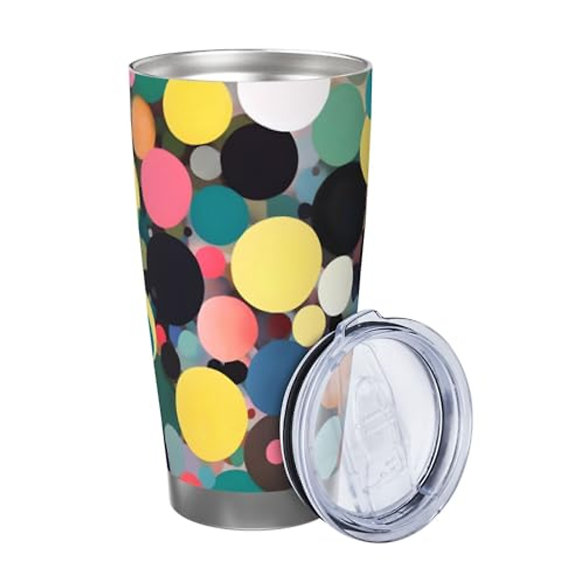WXZYFP Car cup (single silver rim), can use a straw or drink directly, easy to use.Abstract painting of circles