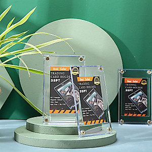 5 Pieces 4-screw Trading Card Protector, Baseball Sleeves Card Protector, 35 Pt Acrylic Card Holder Clear Display Card Protector for Baseball Football Sports Game Card Storage and Display