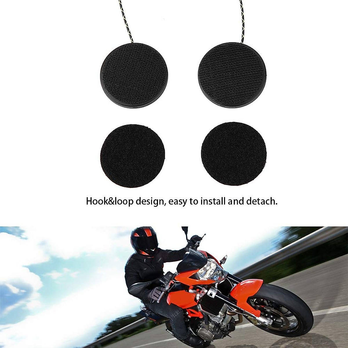 DEALPEAK Motorcycle Helmet Headset Headphone Speakers Noise Reduction Support Hands-Free Calling for Smartphone, MP3, Computer