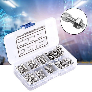 140Pcs #10-32 Stainless Steel Hex Socket Cap Hd Bos Hex Screw Assoment Kit, with Plastic Storage Box