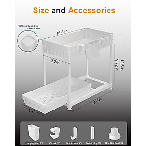 Sevenblue Under Sink Organizers and Storage, 2 Tier Sliding Bathroom organizer,Multi-Use Under Kitchen Cabinet Storage Shelf (White)