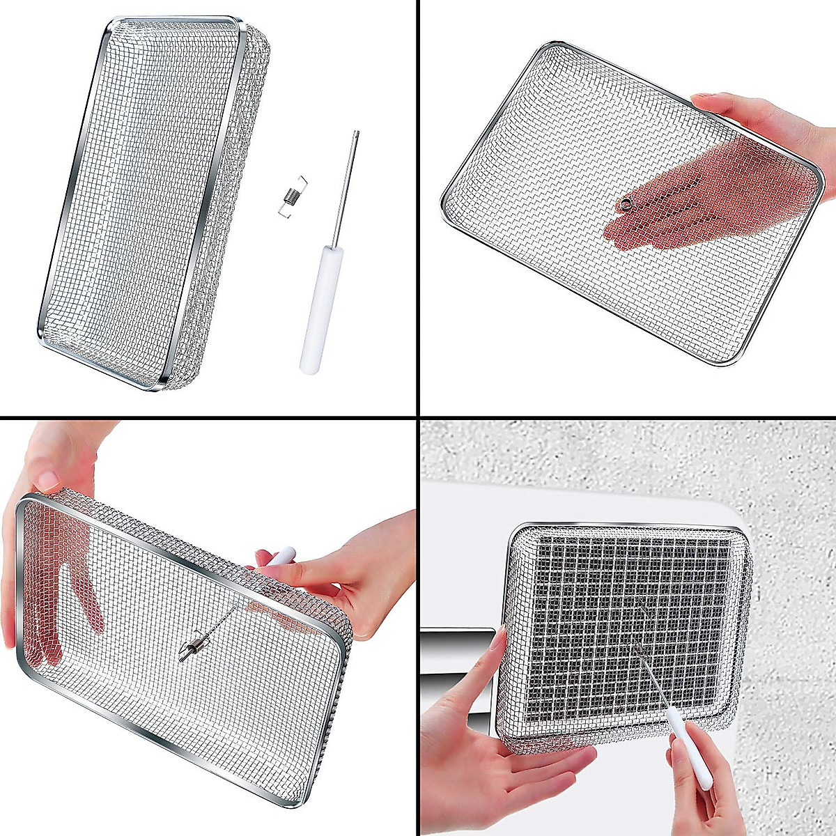 TOODOO 3 Pack Flying Insect Screen RV Furnace Vent Cover (2.8 Inch)(8.5 x 6 Inch) Stainless Steel Mesh with Installation Tool