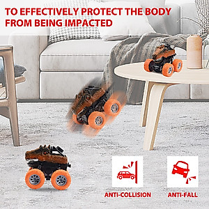 4 Pack Monster Truck Toys for Boys, Toddler Pull Back Cars Friction Powered Cars for Kids, Dinosaur Toys for 3 4 5 6 Year Old Boys Girls Christmas Birthday Party Gift for Kids