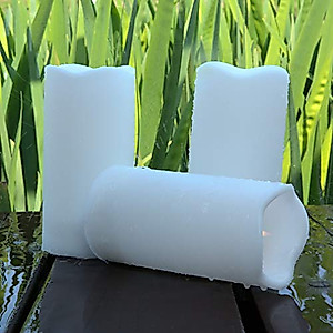 Waterproof Outdoor Flameless Candles with Remote, Bemoment Battery Operated Candles for Indoor Outdoor Lanterns, Plastic Candles for Garden, Lawn Wedding, Set of 3(3x6inch)