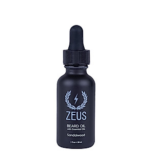 ZEUS Natural Beard Oil, Premium Conditioning Beard Oil to Soften Beard & Mustache – MADE IN USA (Sandalwood) 1 oz.