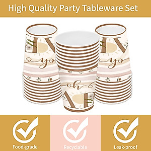 Oigco 168pcs Boho Rainbow Baby Shower Paper Plates Napkins Cups Baby Shower Party Supplies Tableware Set Girls Spring Party Decoration for 24 Guests