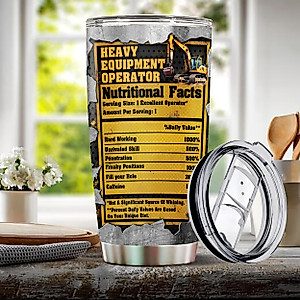 WONWIX Heavy Equipment Operator Gifts for Men Women Christmas Birthday Fathers Mothers Day Valentine 20oz Insulated Stainless Steel Coffee Cup Travel Mug Tumbler Gift for Husband