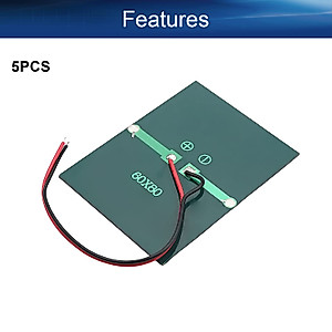 Bettomshin 5Pcs 1.5V 0.65W Mini Solar Panels Cells, Polycrystalline Solar Cells Micro Solar Panel Module for Light Electric Toys Solar Battery Charger DIY Solar Syatem Kits (3.15" x 1.18"/80mm x 60mm)