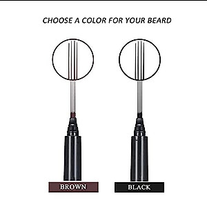 Barbarian Beard Filler Pen Kit Shape Fill & Edge all at once Last All Day 4 Tip Pen W Brush Waterproof & Sweatproof (Brown V2)