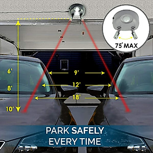 Zone Tech Garage Parking Assist Dual Laser Guide - High-Tech Professional 360 –Degree Adjustable to Wider Angles, Sensor with AC Adapter and Battery Backup for Car/Automotive
