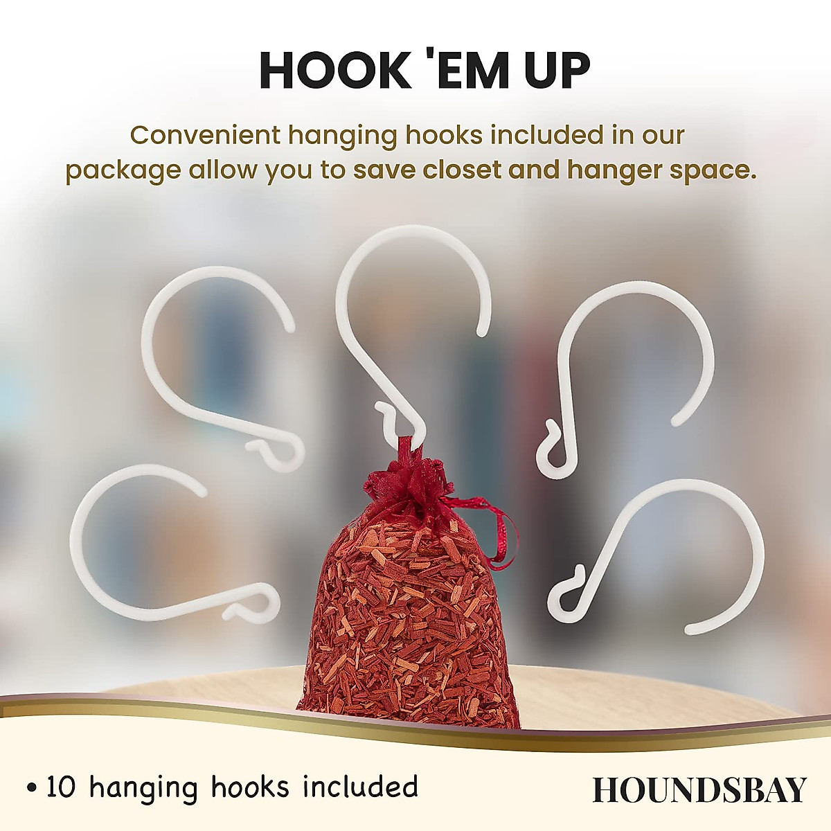 Cedar Sachet Bags, Fully Stuffed Scented Sachets with Hanger Hooks, Perfect for Closets, Drawers, Cars, Gym Bags, or Anyplace That Needs to Smell Better - Cedar Blocks for Clothes Storage