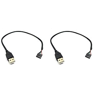 Duttek (2-Pack 50CM 5 Pin Motherboard Female Header to USB 2.0 Male Adapter Dupont Extender Cable (5Pin/USB M)