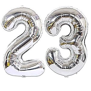 40 Inch Giant 23 Number Balloons Jumbo Silver Number Balloons Foil Helium Balloons for Festival Birthday Anniversary Supplies Home Office Decorations - Silver 23