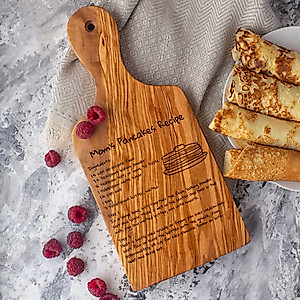Forest Decor Olive Wood Recipe Cutting Board with Handle, Handcrafted Recipe Cutting Board, Custom Recipe Engraved Board, Perfect Handwriting Recipe Gift, Family Recipe, 12x6