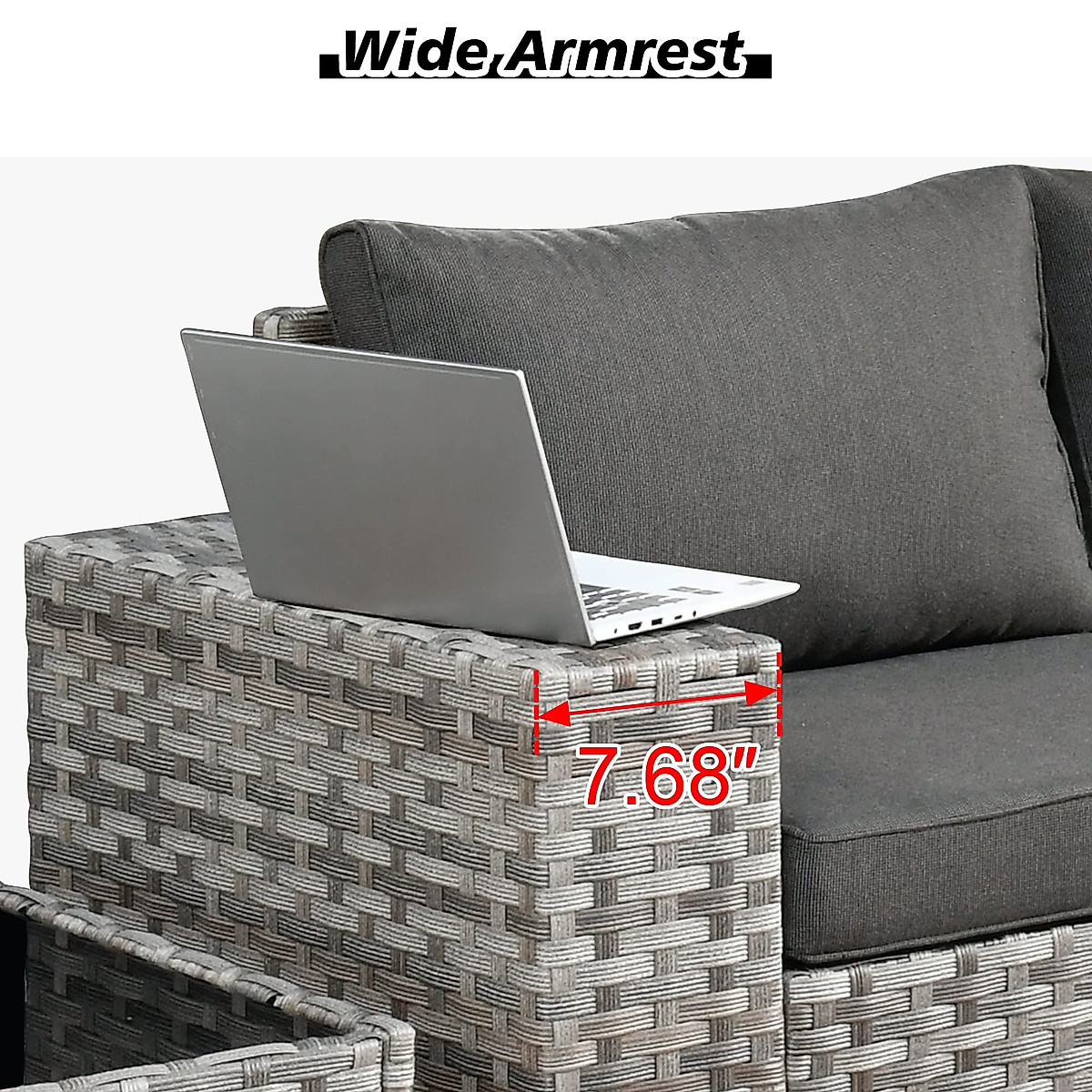 HOOOWOOO 12 Piece Modular Patio Outdoor Sectional Furniture Sofa Set,Wicker Conversation Set,Out Door Couch Set with Wide Arm for Outside All Weather(Black)